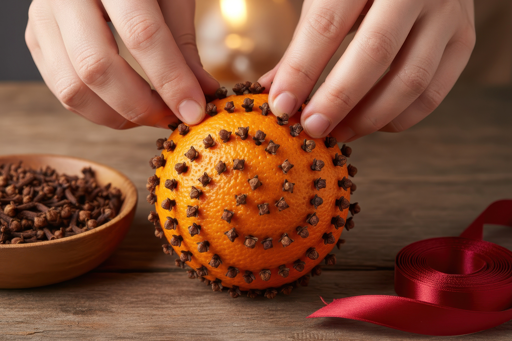 Three Orange Holiday Pomanders ~ Columns