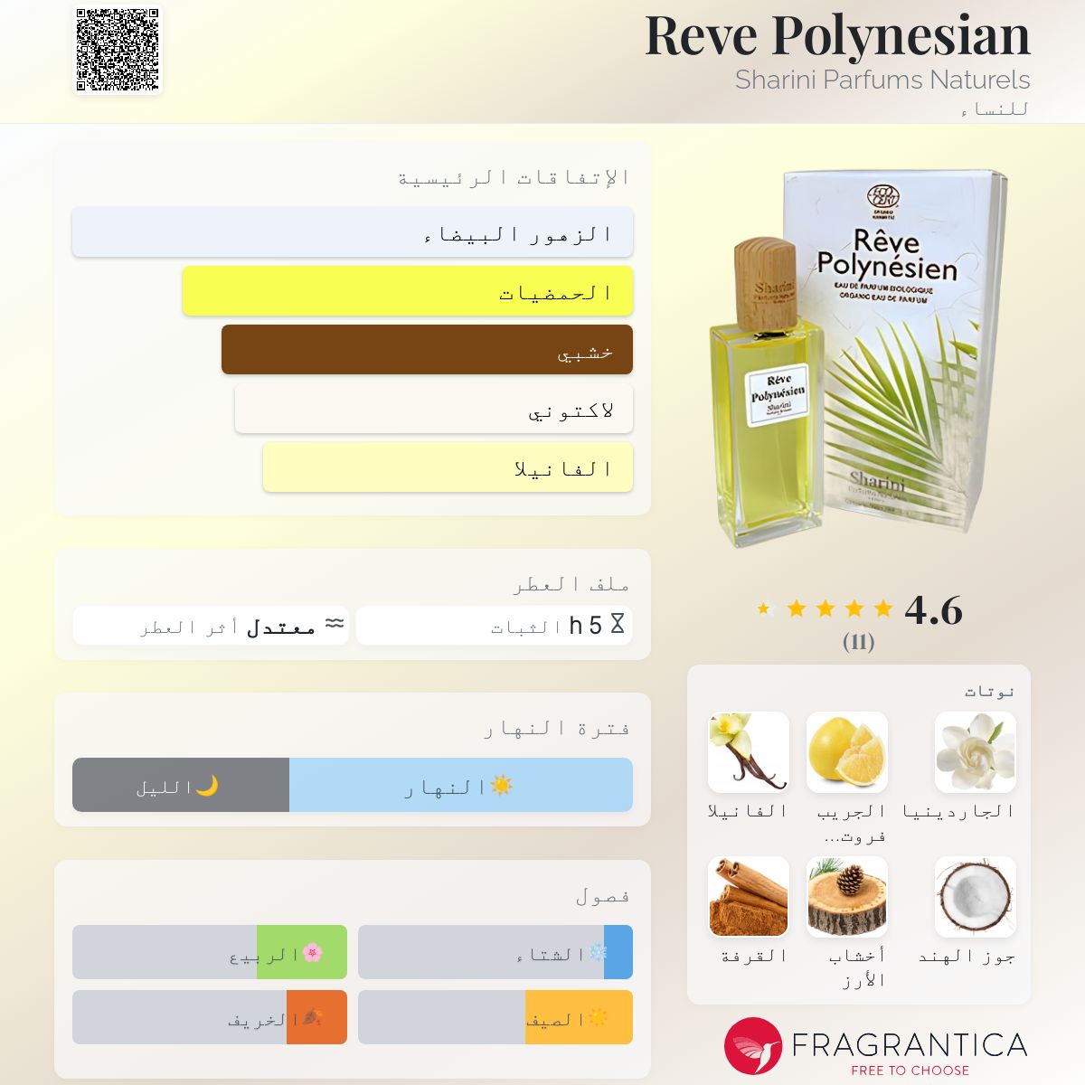Reve Polynesian Sharini Parfums Naturels عطر - a fragrance للنساء