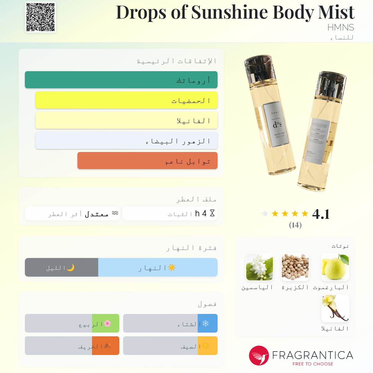 Drops of Sunshine Body Mist HMNS عطر - a fragrance للنساء 2022