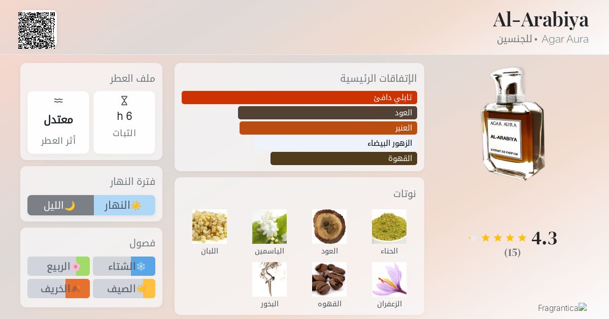 Al-Arabiya Agar Aura عطر - a fragrance للجنسين 2019