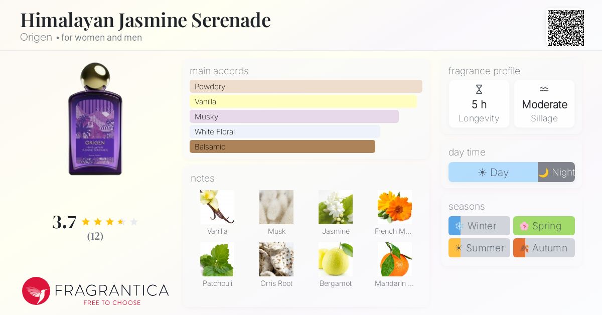 Himalayan Jasmine Serenade Origen perfume - a new fragrance for women ...