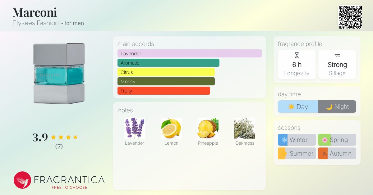 Marconi Elysees Fashion cologne - a fragrance for men