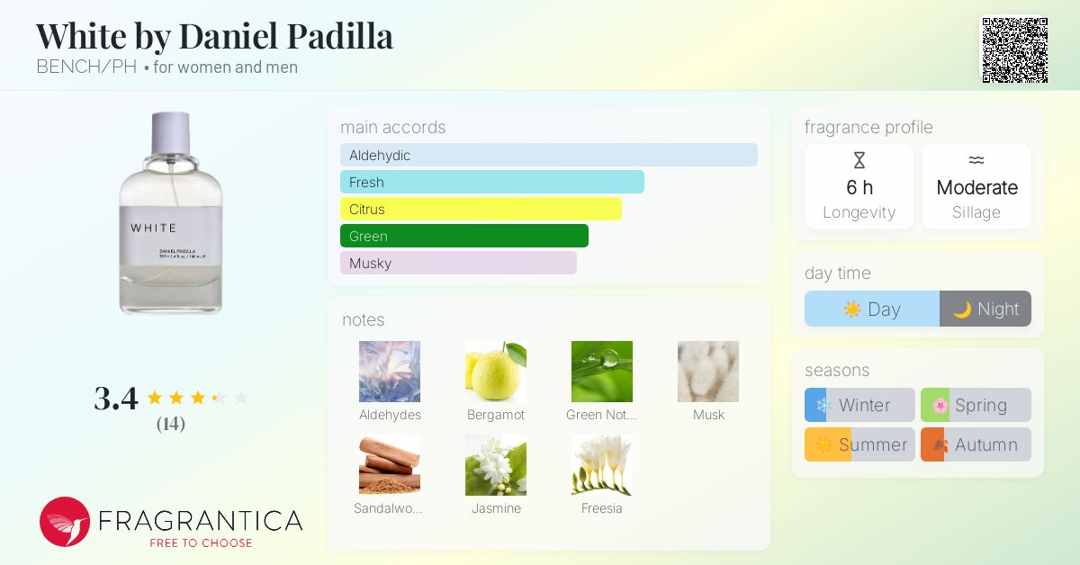 White by Daniel Padilla BENCH/PH perfume - a fragrance for women and ...