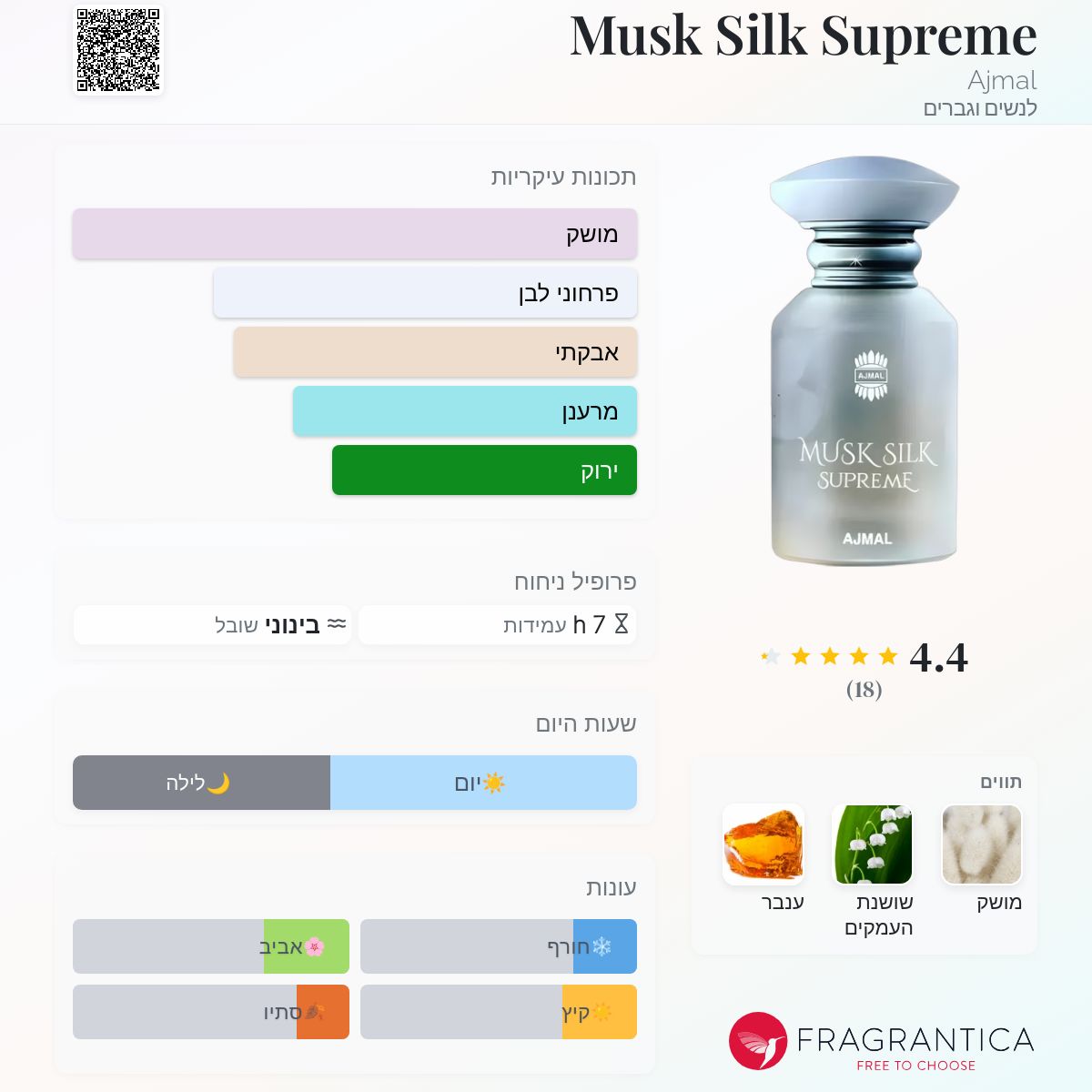 Musk Silk Supreme Ajmal בושם - הינו ניחוח 2022 לנשים וגברים