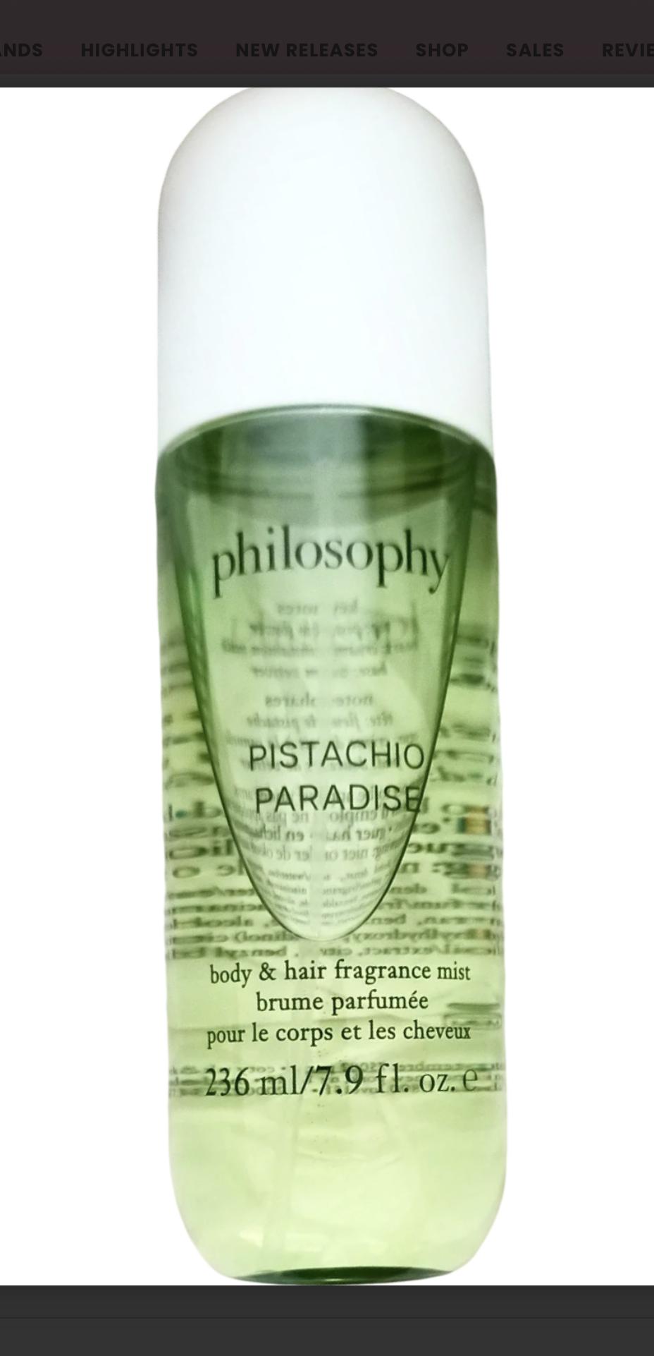 Pistachio Paradise Mist Philosophy perfume - a fragrância Compartilhável