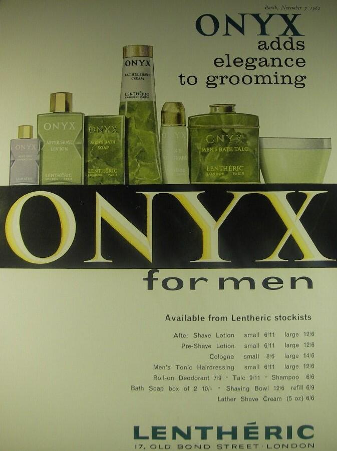 Onyx Lentheric cologne - a fragrance for men 1964