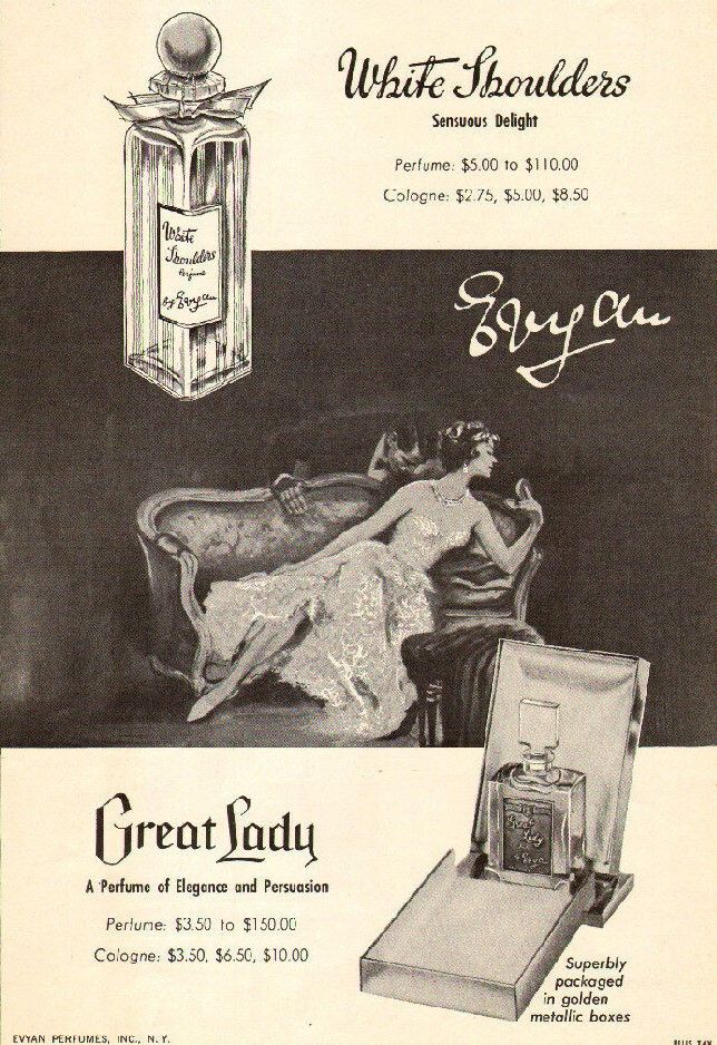 White Shoulders Evyan perfume - a fragrance for women 1945